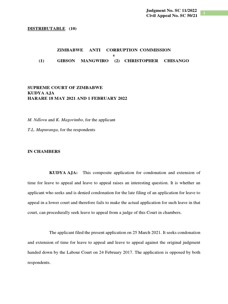 2022 ZWSC 11 | PDF | Judgment (Law) | Appeal