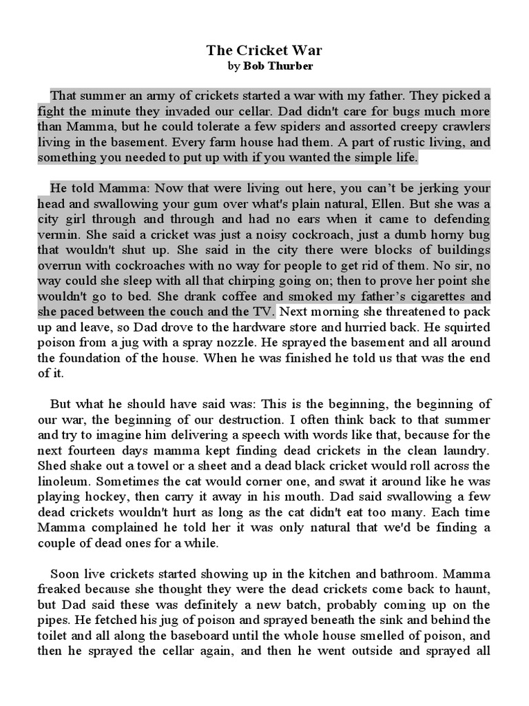 The Cricket War .Text | PDF