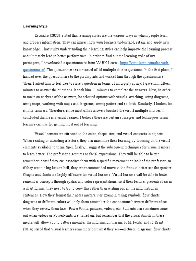 Learning Style | PDF | Learning Styles | Learning