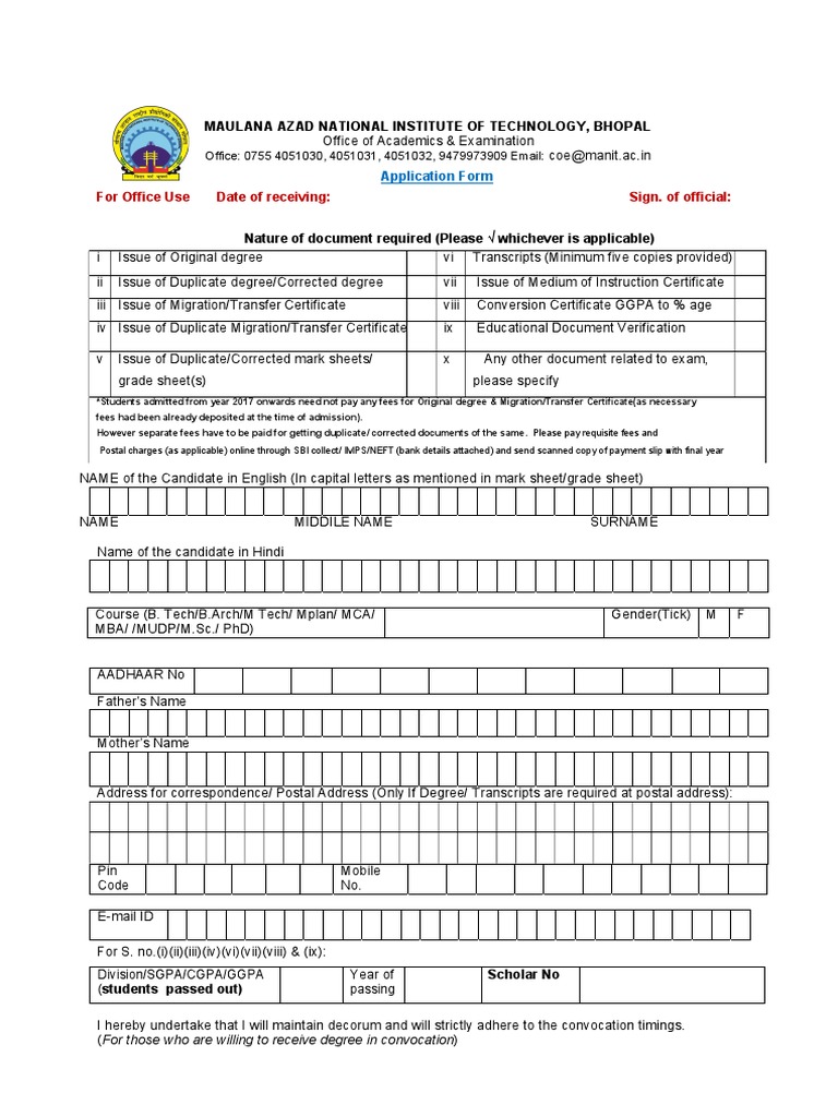 4 Jan Application Form For Different Academics | PDF | Academic Degree ...