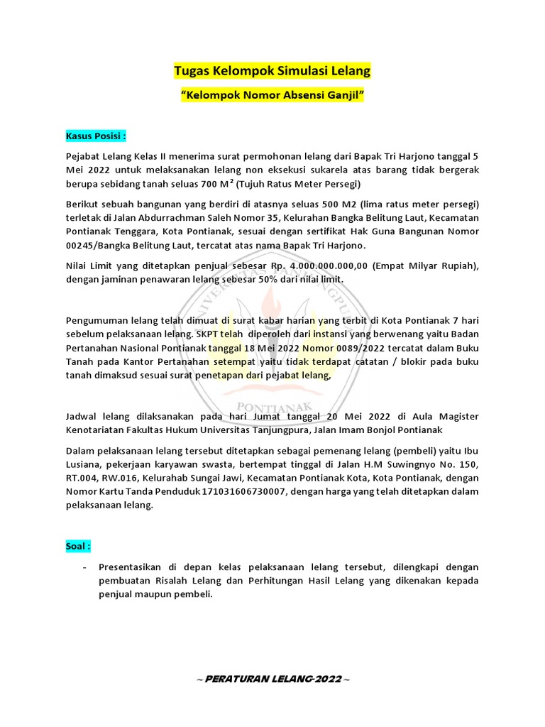 Soal Simulasi Lelang-Ganjil | PDF
