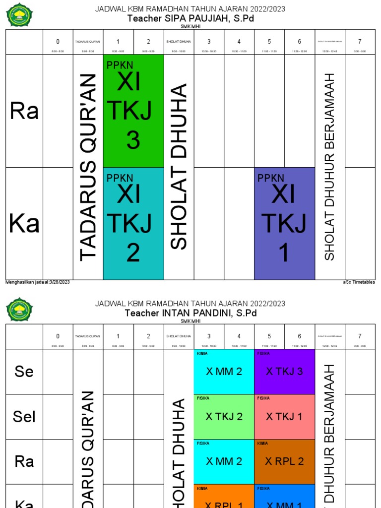 Jadwal KBM Ramadhan Guru 2023 | PDF