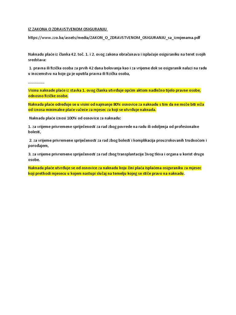 Bolovanje Naknade | PDF