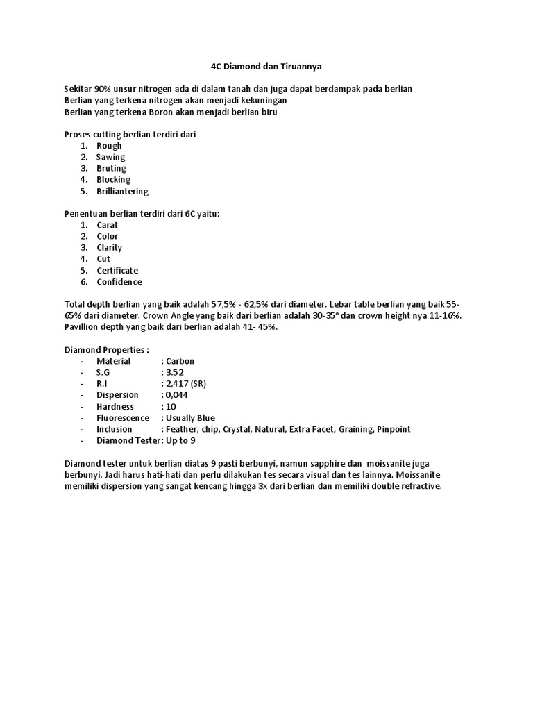 4C Diamond Dan Tiruannya Resume | PDF