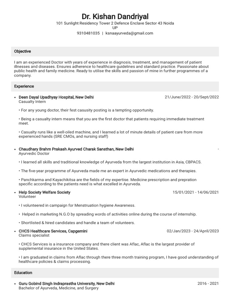 CV - DR Kishan Dandriyal | PDF | Ayurveda | Medicine
