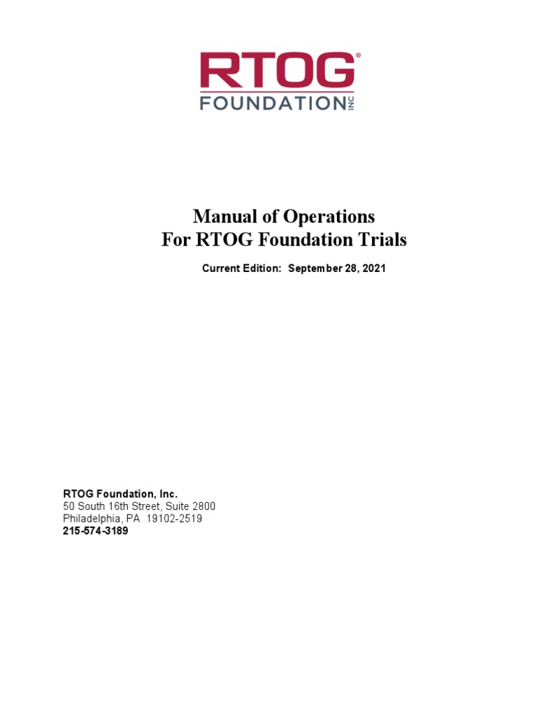 RTOG Manual of Operations | PDF