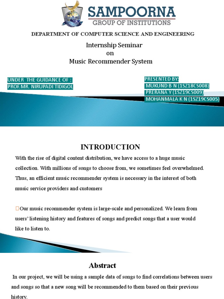 Music Recommendation System Pdf Computing Information Science