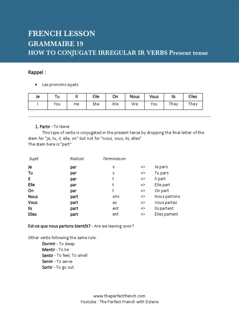How To Conjugate Irregular Ir Verbs in The Present Tense | PDF ...