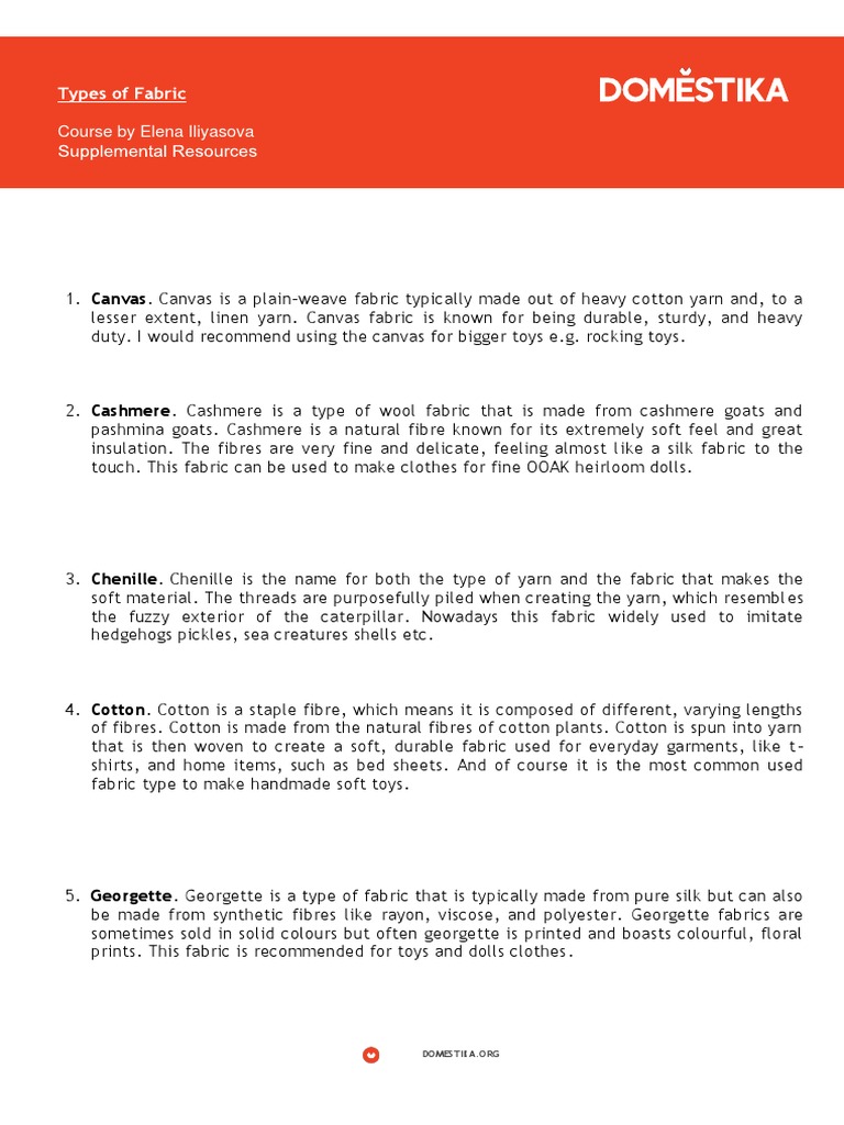 Types of Fabric Guide | PDF