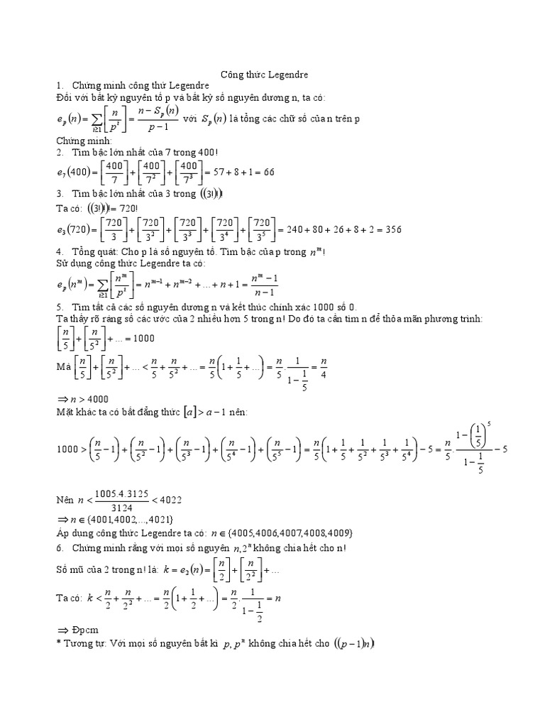 Cong Thuc Legendre | PDF
