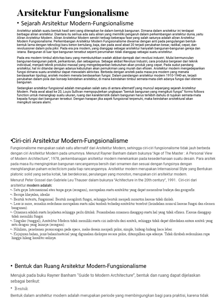Arsitektur Fungsionalisme & Eugene KLP 5 | PDF | Seni