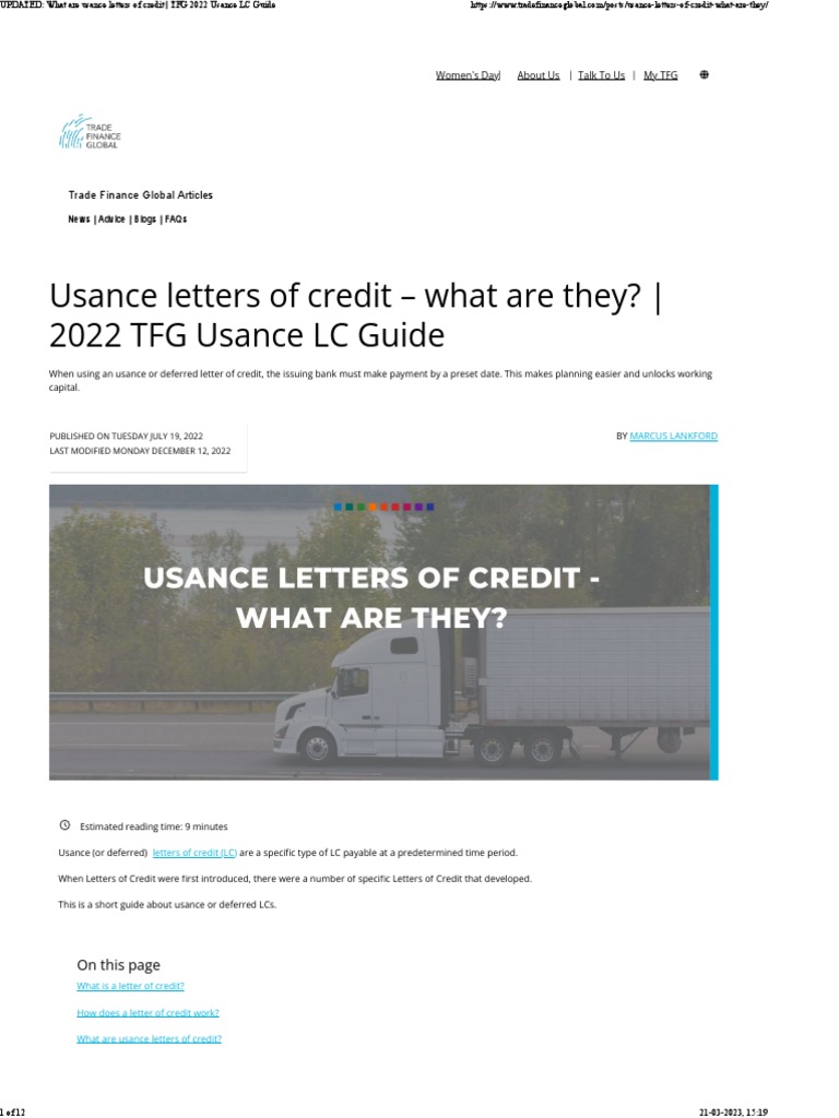 UPDATED What Are Usance Letters of Credit TFG 2022 Usance LC Guide ...