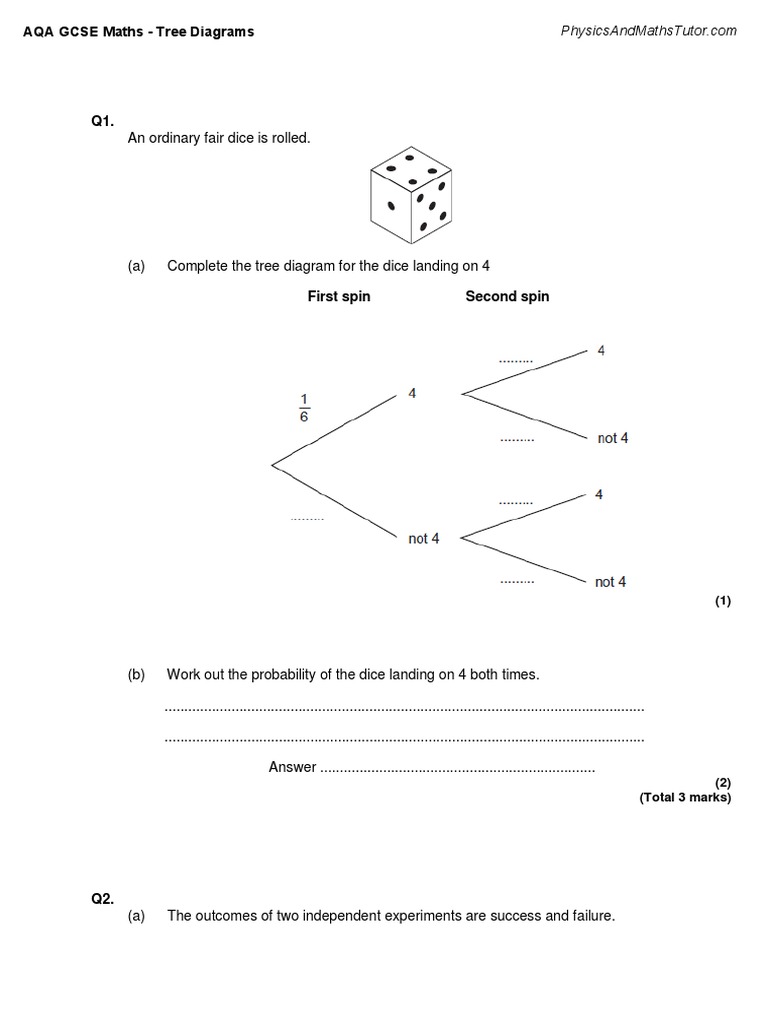 Tree Diagrams QP | PDF | Probability