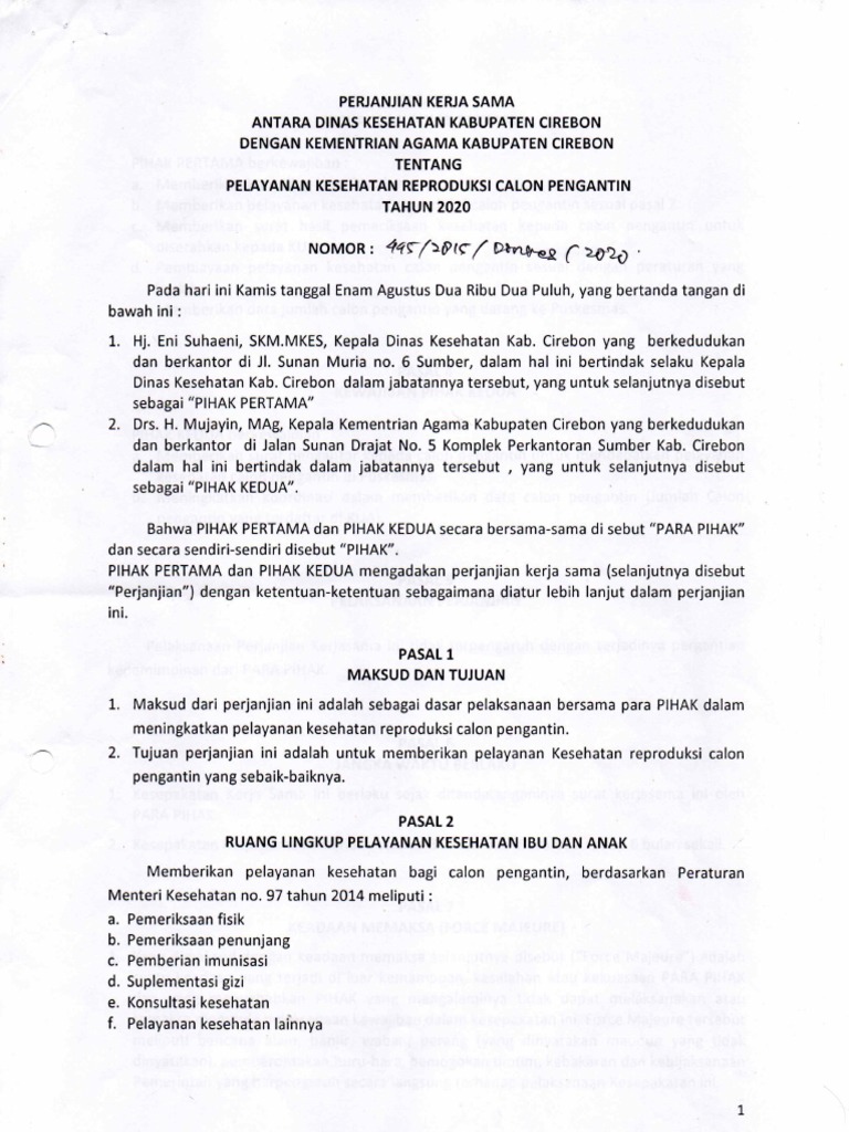 Mou Kemenag Dan Contoh Surat Pengantar Catin | PDF