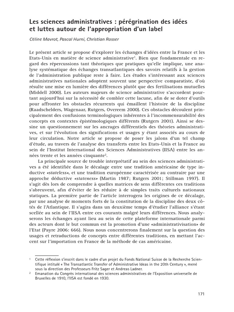 Sciences Administrative S | PDF