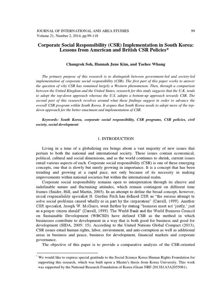 6.corporate Social Responsibility CSR Implementation in South Korea Lessons From American and ...