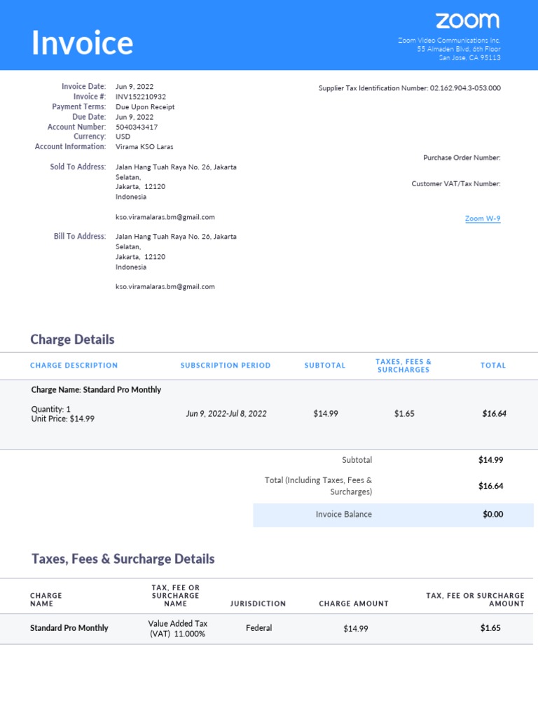 Zoom Meeting June | PDF | Invoice | Fee