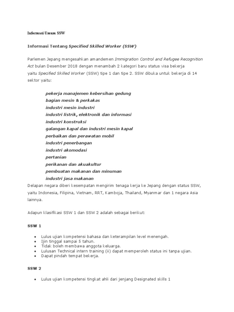 Informasi Umum SSW | PDF