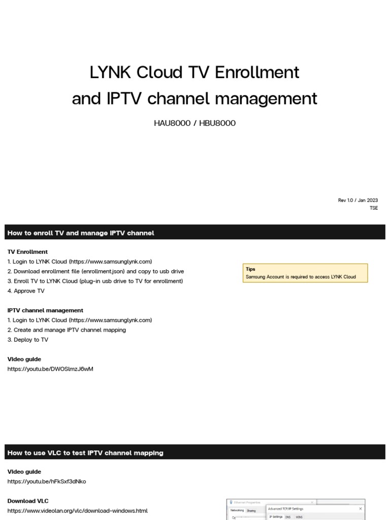 LYNK Cloud TV Enrollment-IPTV Channel Management | PDF