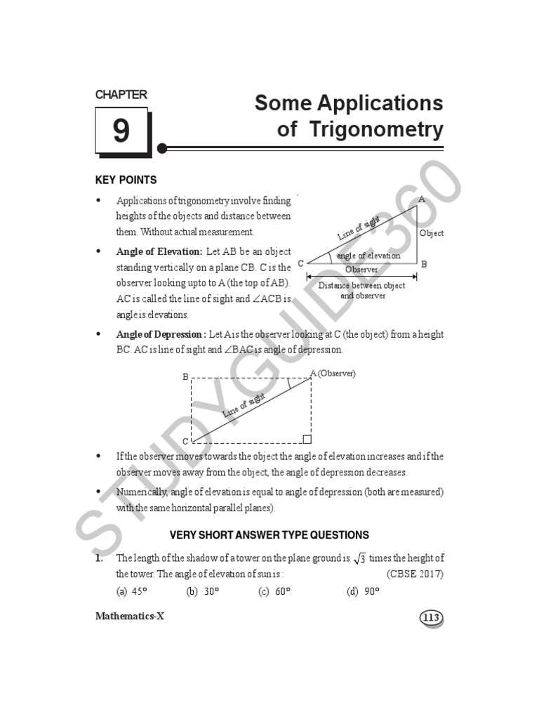 Trigonometry Applications in Heights and Distances | PDF | Angle | Shadow