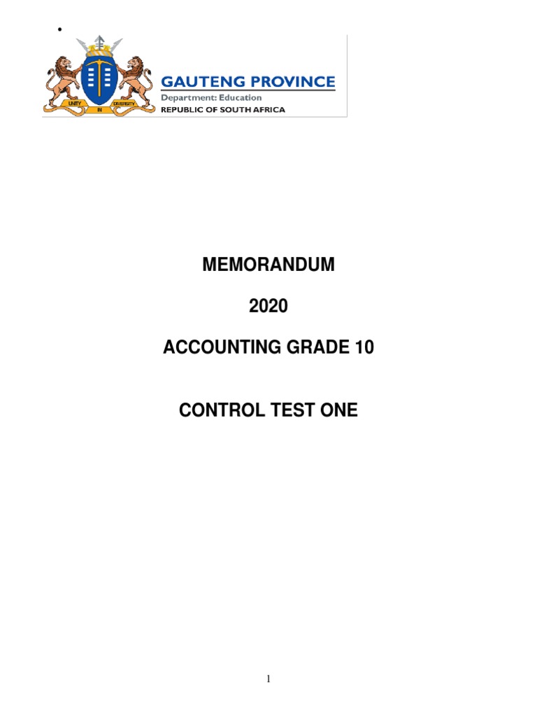 2020 Control 1 Memo | PDF