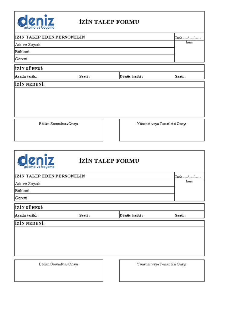 İzi̇n Talep Formu | PDF