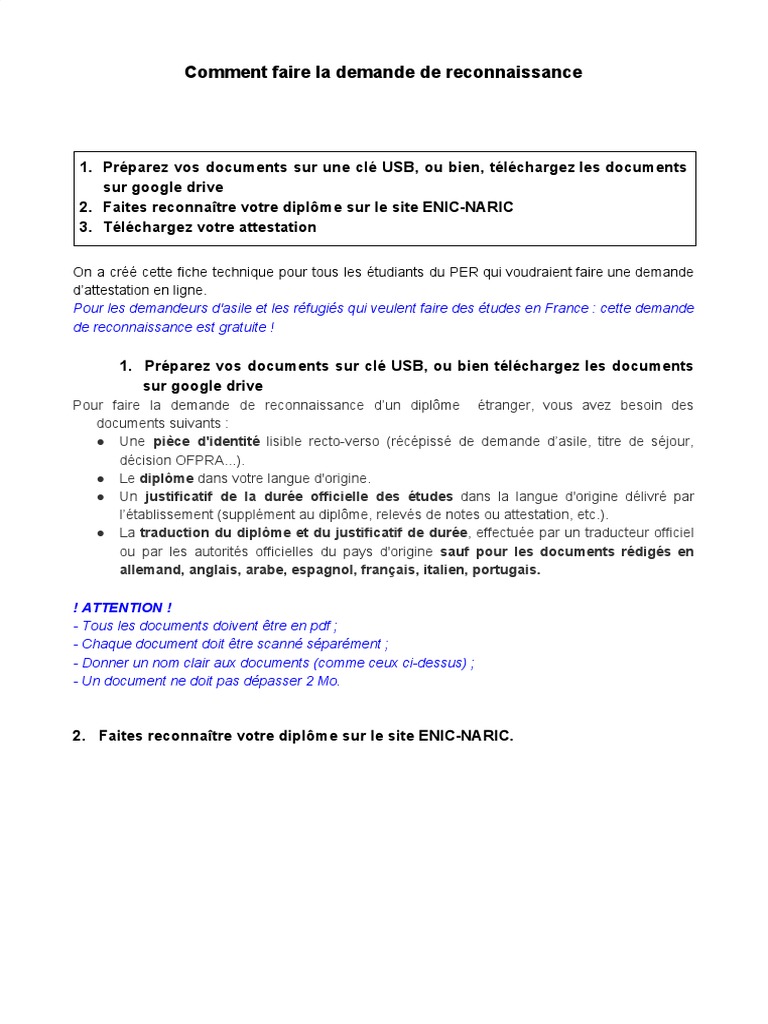 Fiche Technique ENIC-NARIC - FR | PDF