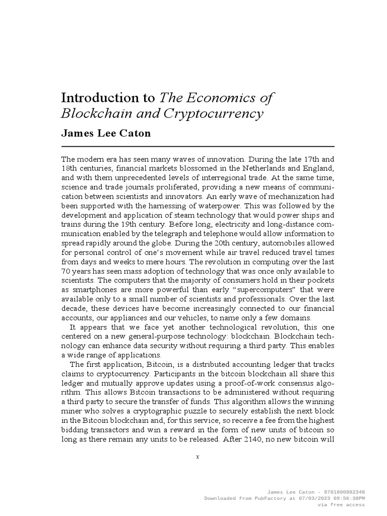 The Economics of Blockchain and Cryptocurrency | PDF