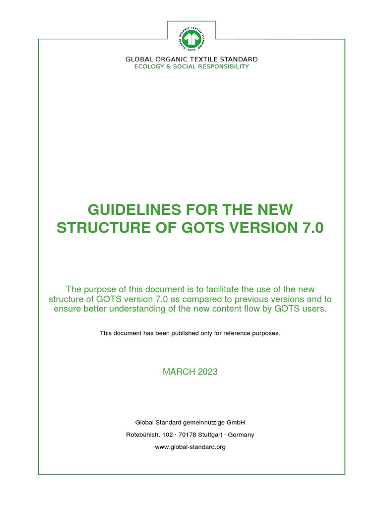 Guideline for the updated numbers of GOTS V7.0 sections | PDF
