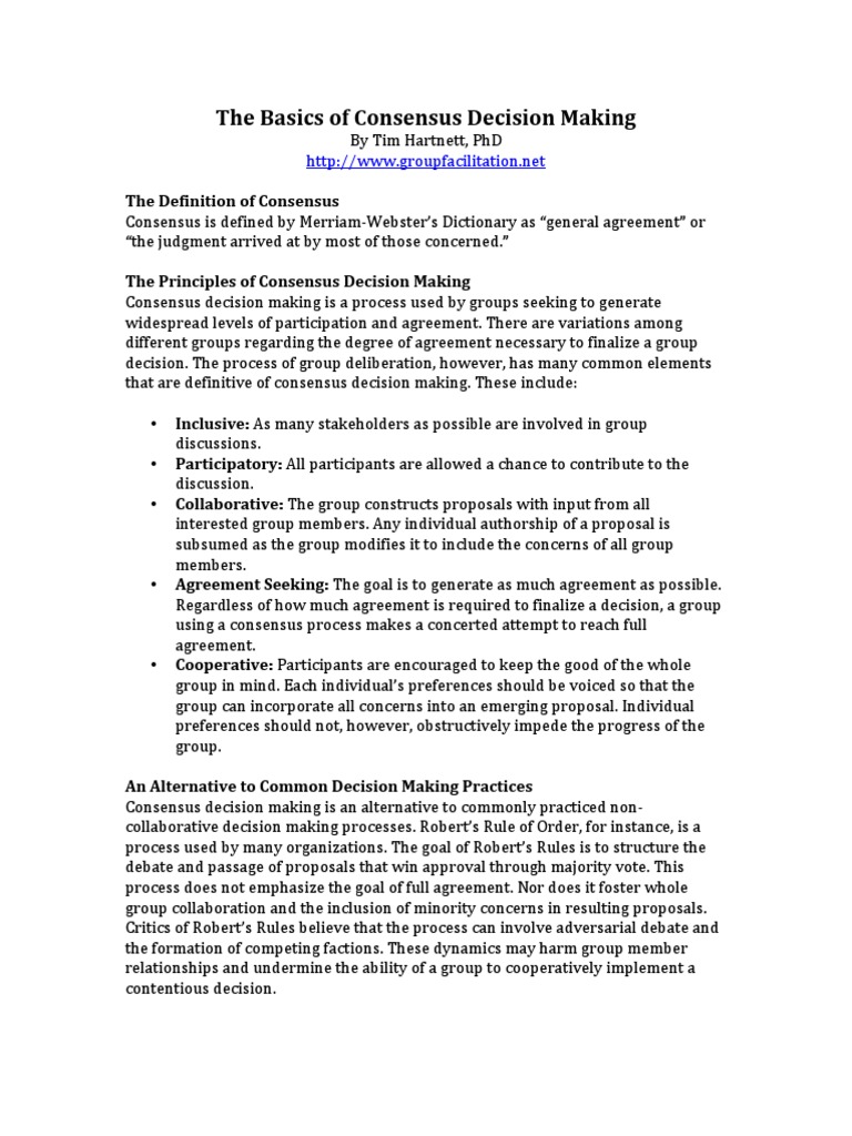 The Basics of Consensus Decision Making (Group - Facilitation - Net ... The Basics of Consensus Decision Making (Group - Facilitation - Net ...