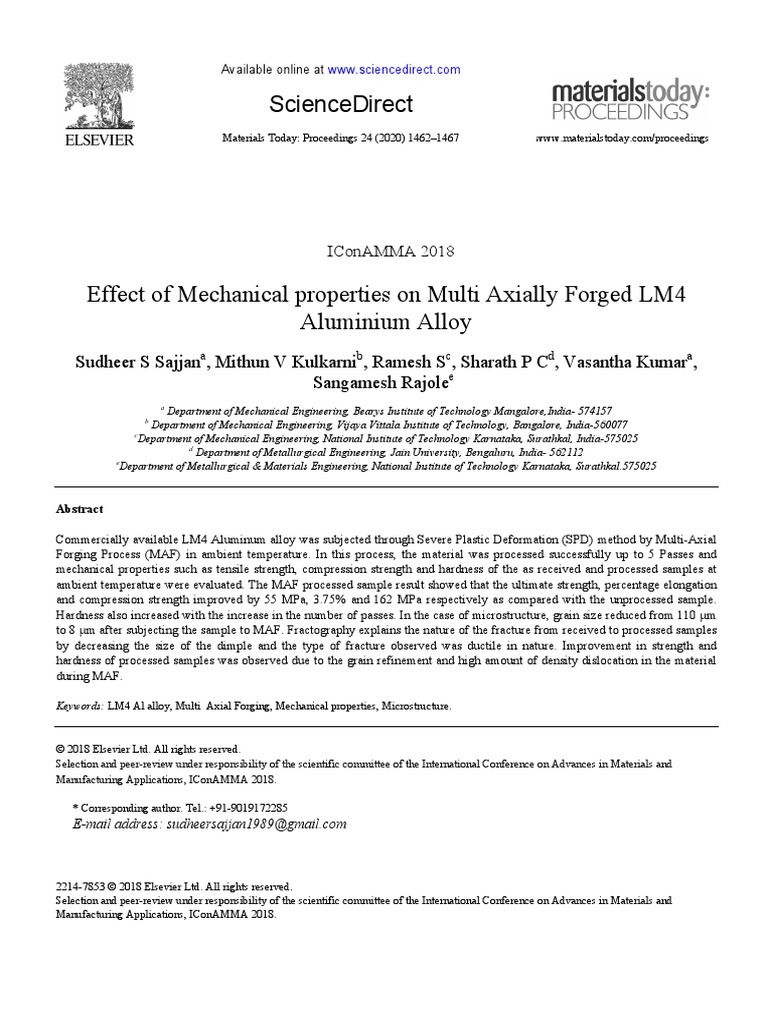 Effect of Mechanical Properties On Multi Axial Forged LM4 Aluminium Alloy | Download Free PDF ...