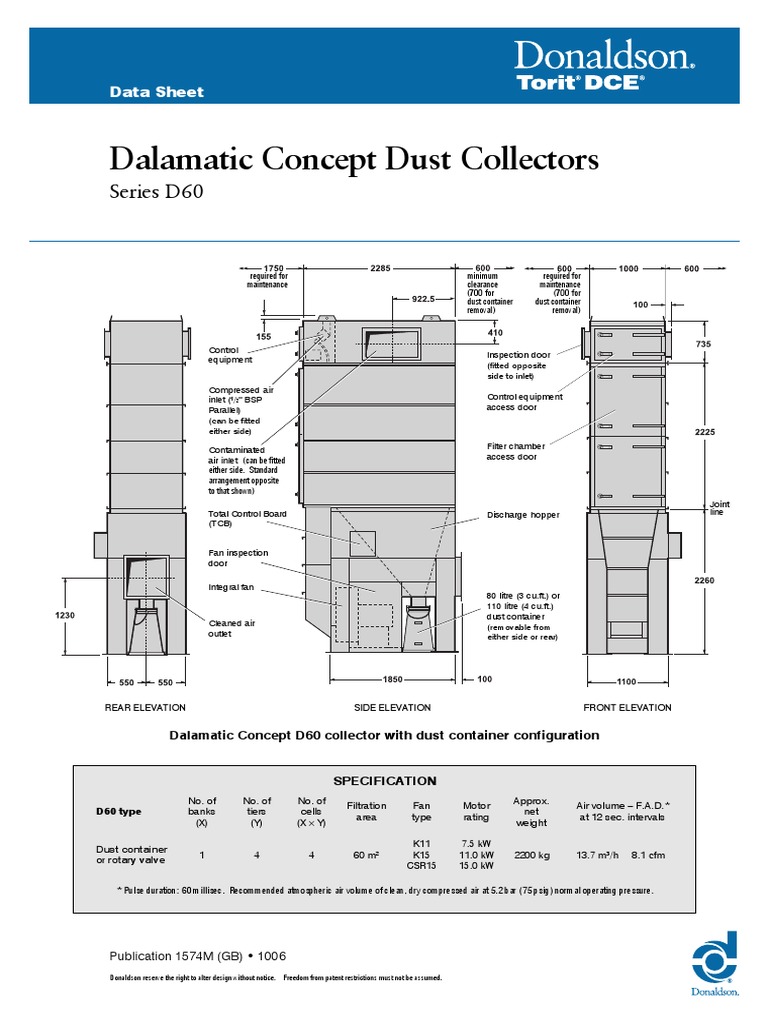 Dalamatic Concept D60 Dust Collector | PDF | Noise | Manufactured Goods