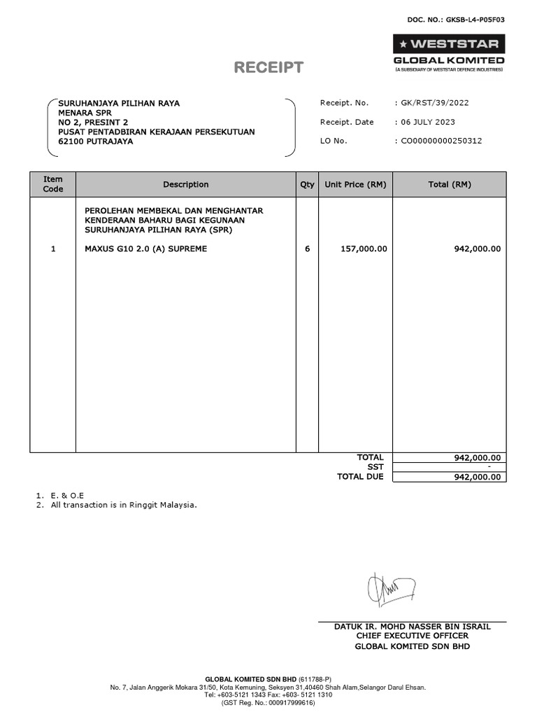 Resit Rasmi GK-Rst-39-2022 - Global Komited Sdn Bhd - Suruhanjaya ...