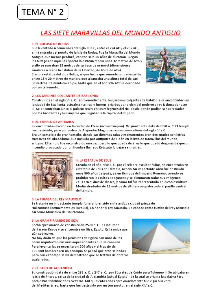 Las Siete Maravillas Del Mundo Antiguo | PDF