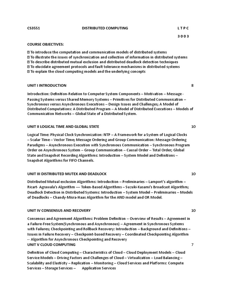 Cs3551 Distributed Computing L T P C Pdf Distributed Computing Cloud Computing