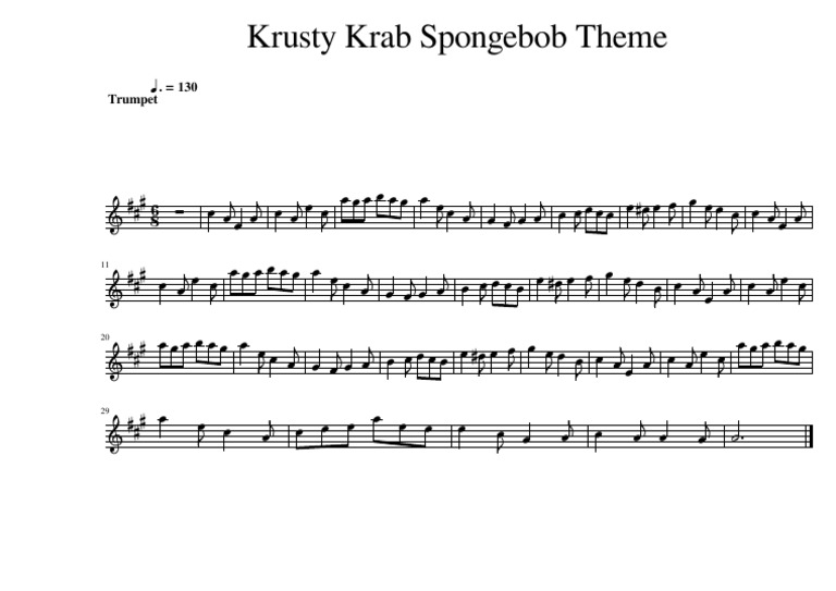 Krusty Krab Spongebob Theme - Trumpet | PDF