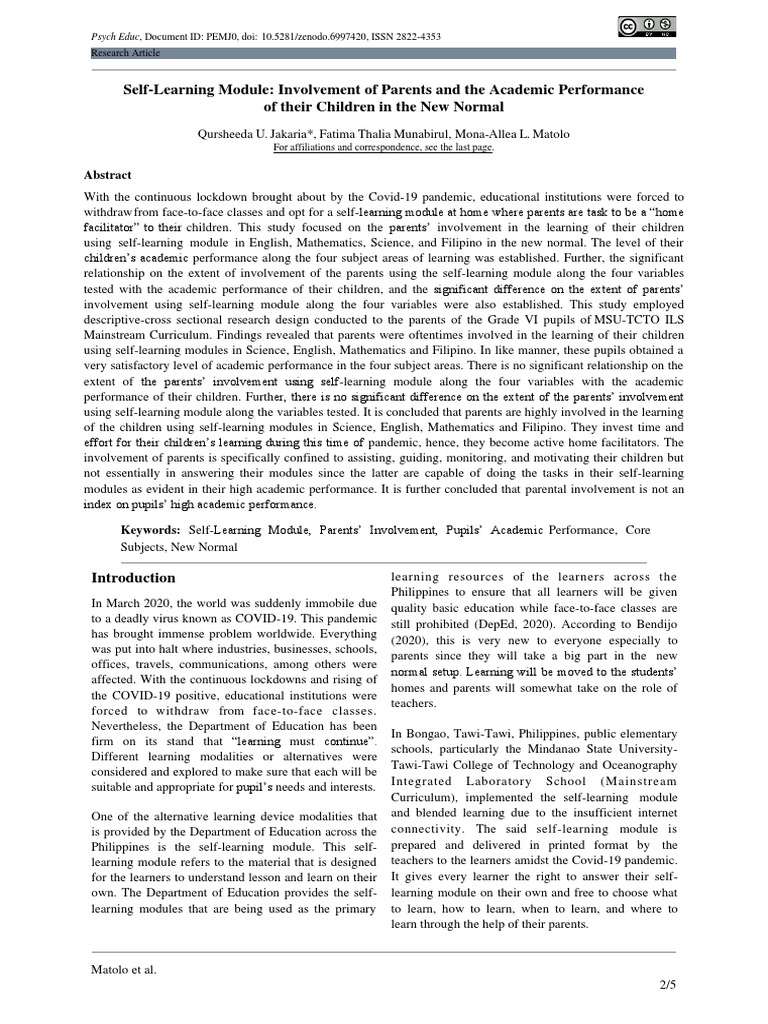 Parents' Role in Self-Learning | PDF | Learning | Teachers