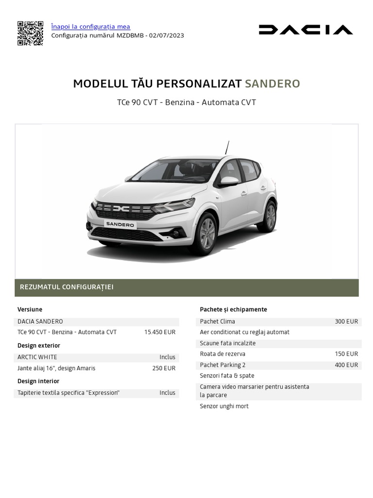 Modelul Tău Personalizat: Sandero | PDF
