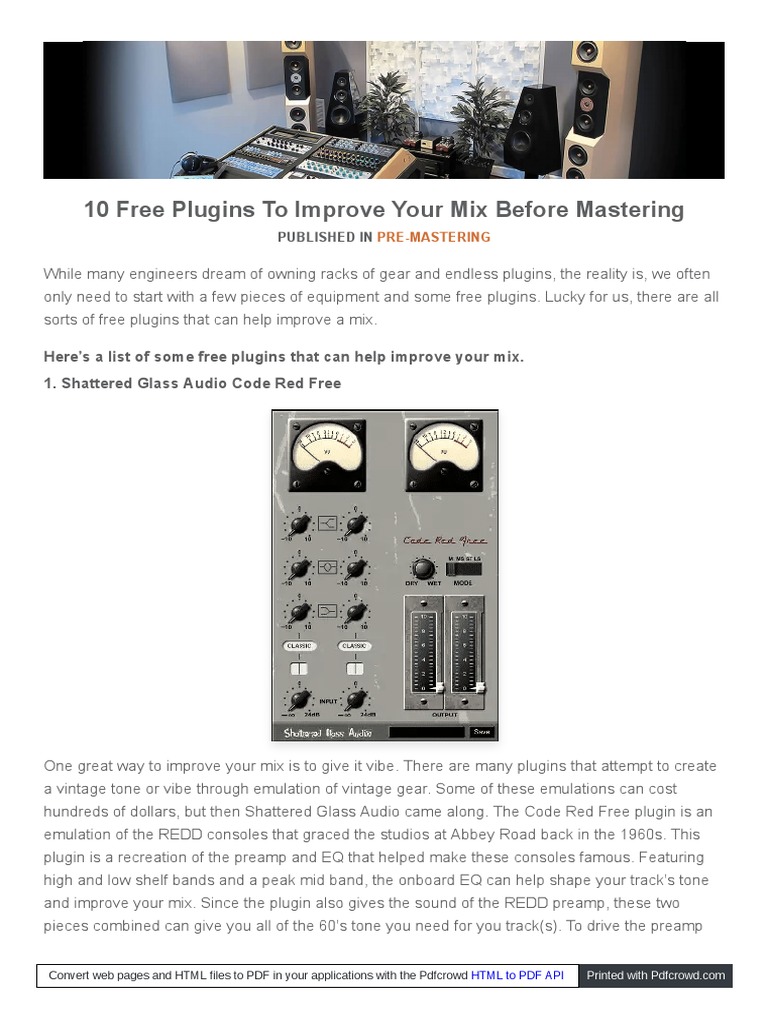 Free Plugins to Enhance Your Mix | PDF | Equalization (Audio) | Sound ...