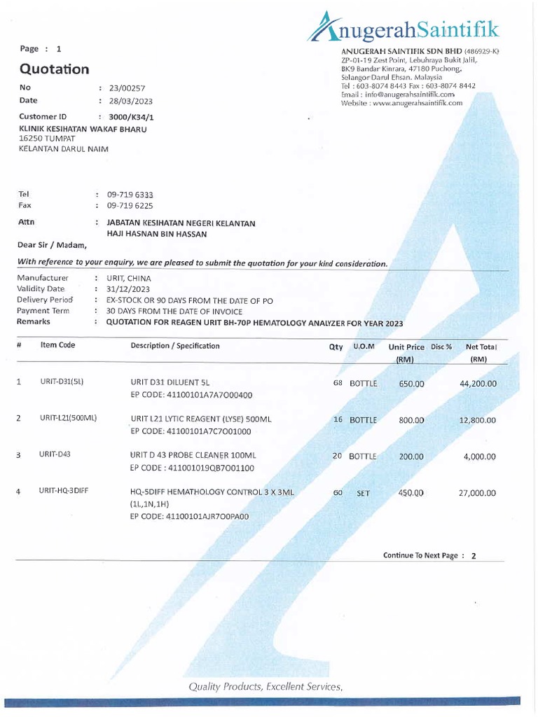 Reagent Urit BH-70P-28032023131339 | PDF