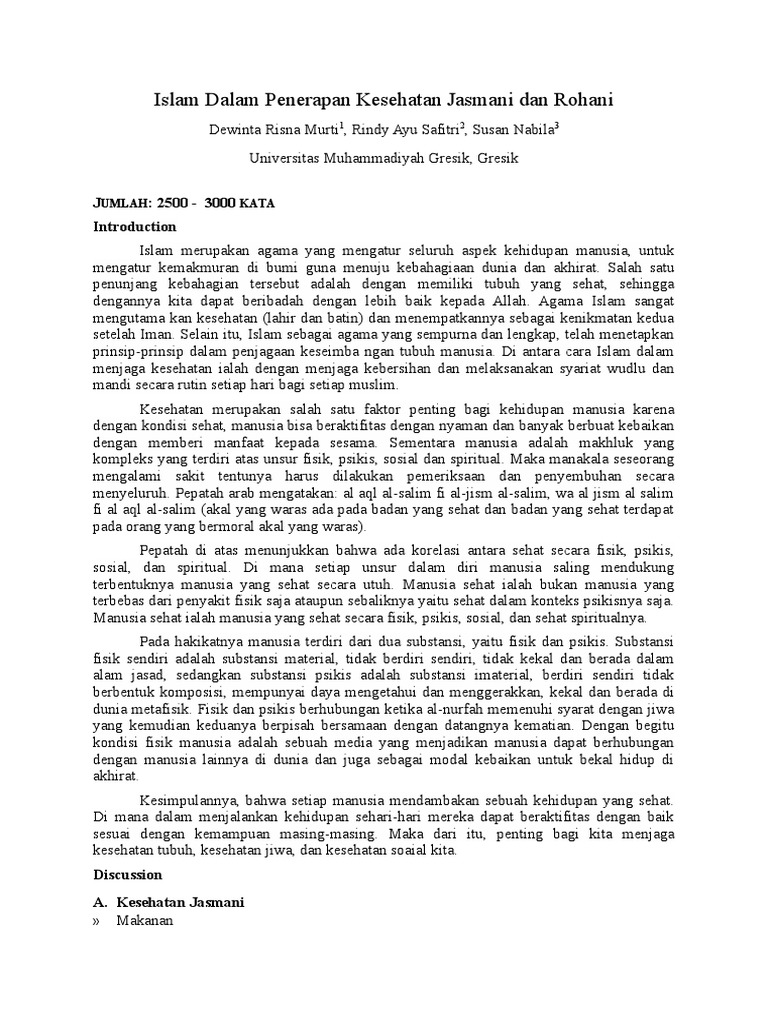 Islam Dalam Penerapan Kesehatan Jasmani Dan Rohani | PDF | Agama & Spiritualitas