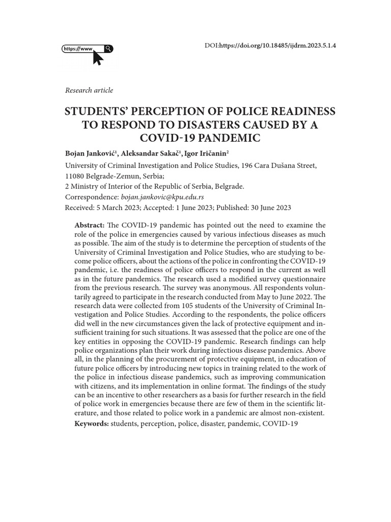 Police Readiness in COVID-19 Response | PDF | Analysis Of Variance