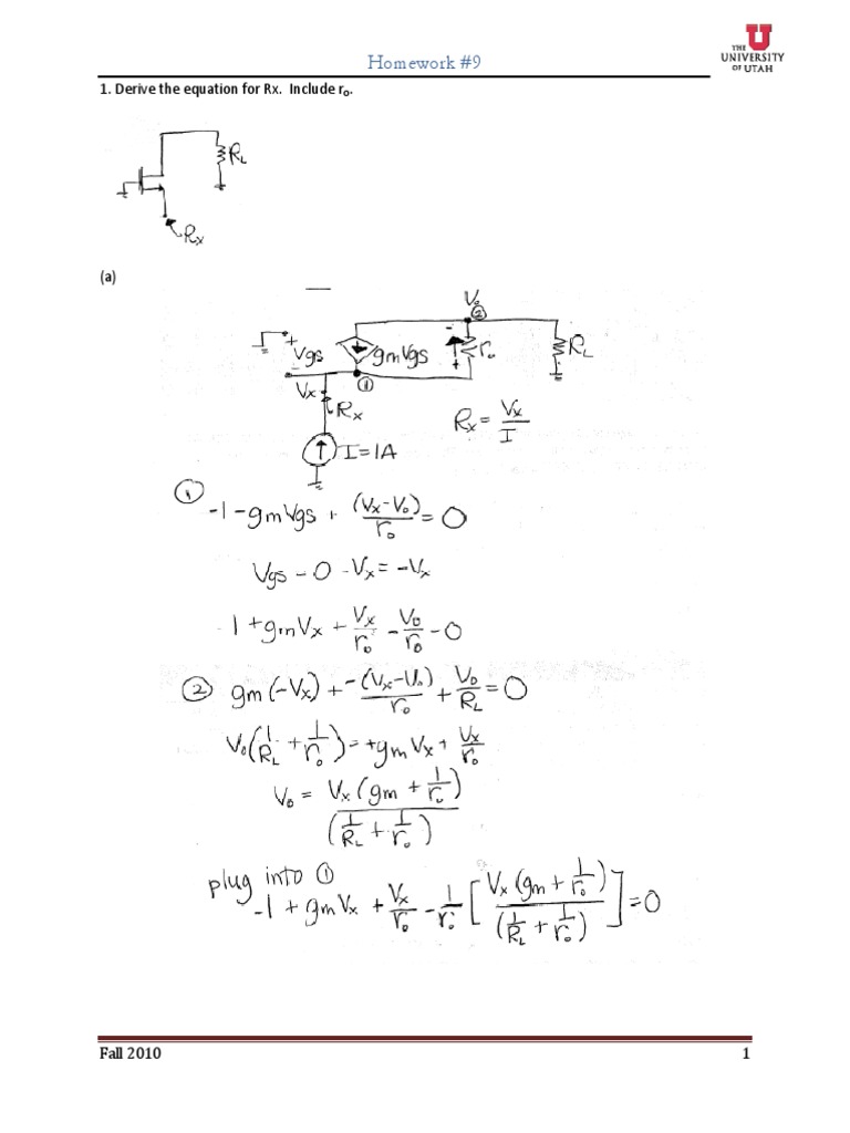 Homework #9: 1. Derive The Equation For Rx. Include R | PDF | Amplifier | Bipolar Junction ...