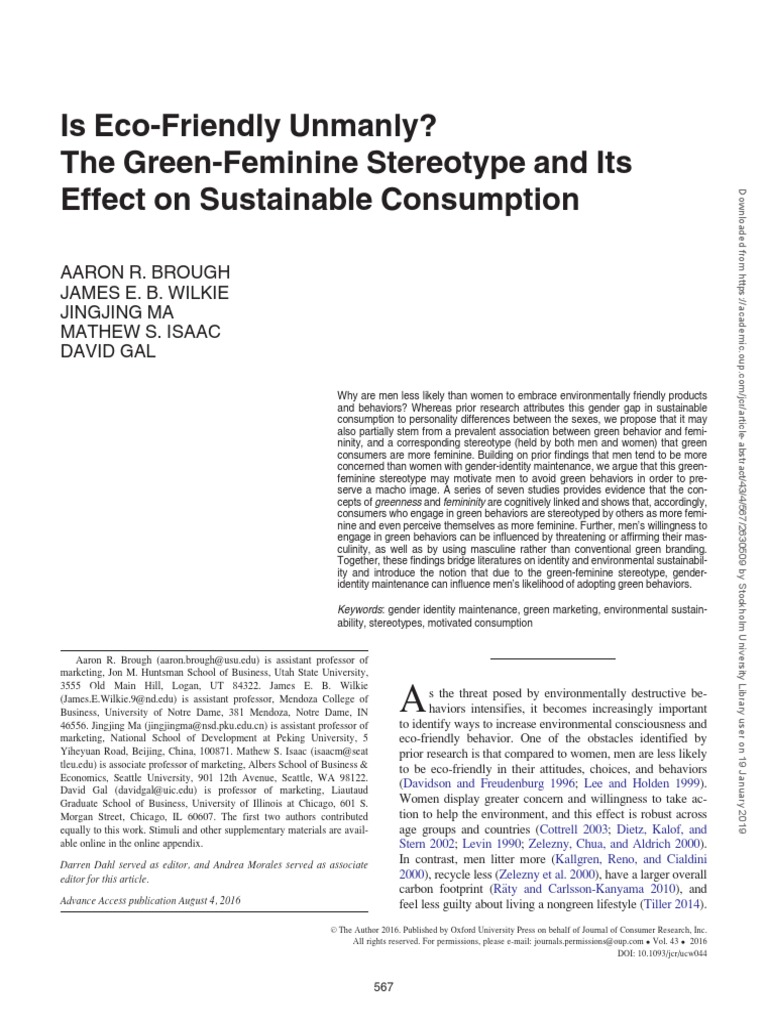 Brough Et Al. - 2016 - The Green-Feminine Stereotype and Its Effect On ...