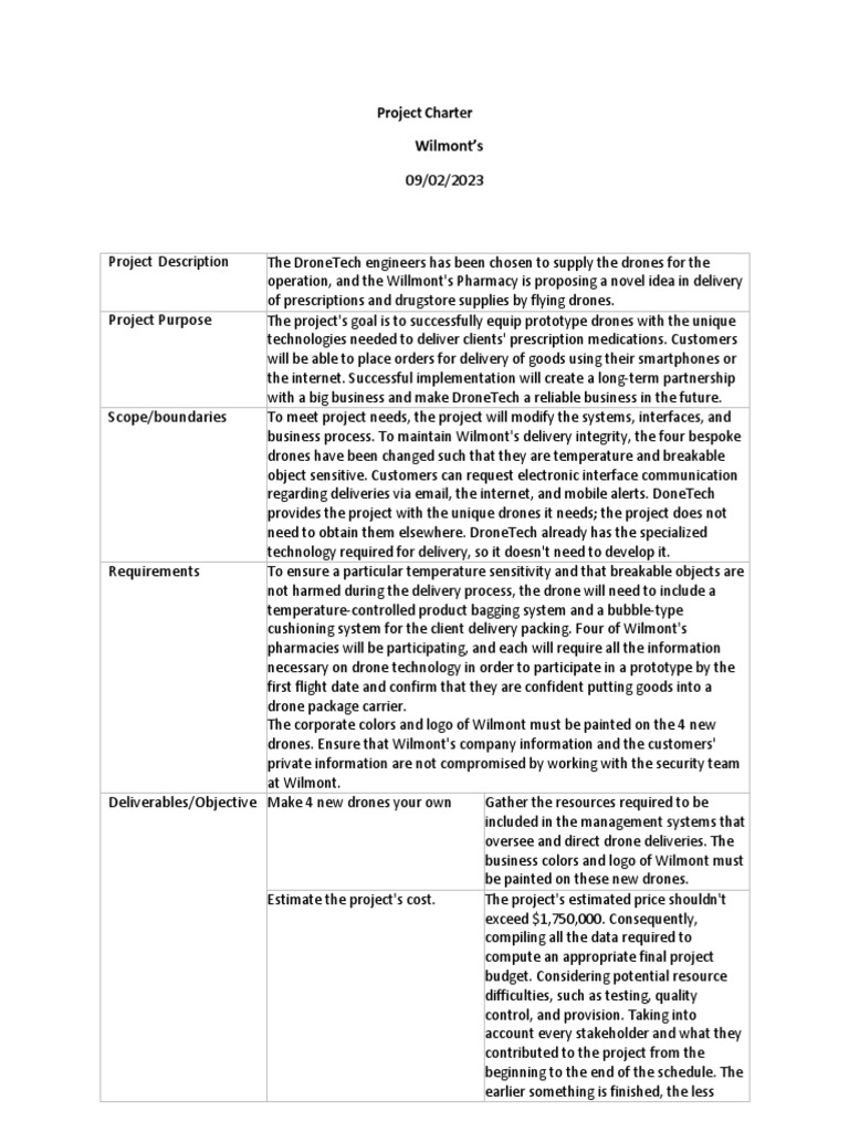Project-Charter-Template - Filled | Download Free PDF | Unmanned Aerial ...