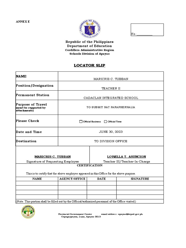 Locator Slip New 2023 | PDF
