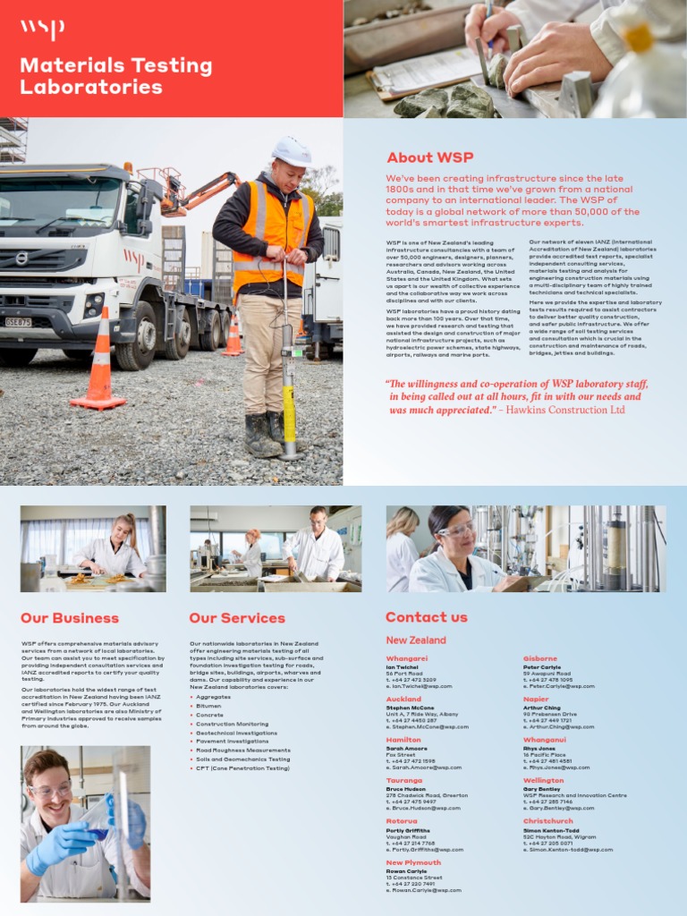 Materials Testing Brochure For Web | PDF | Consultant | Infrastructure