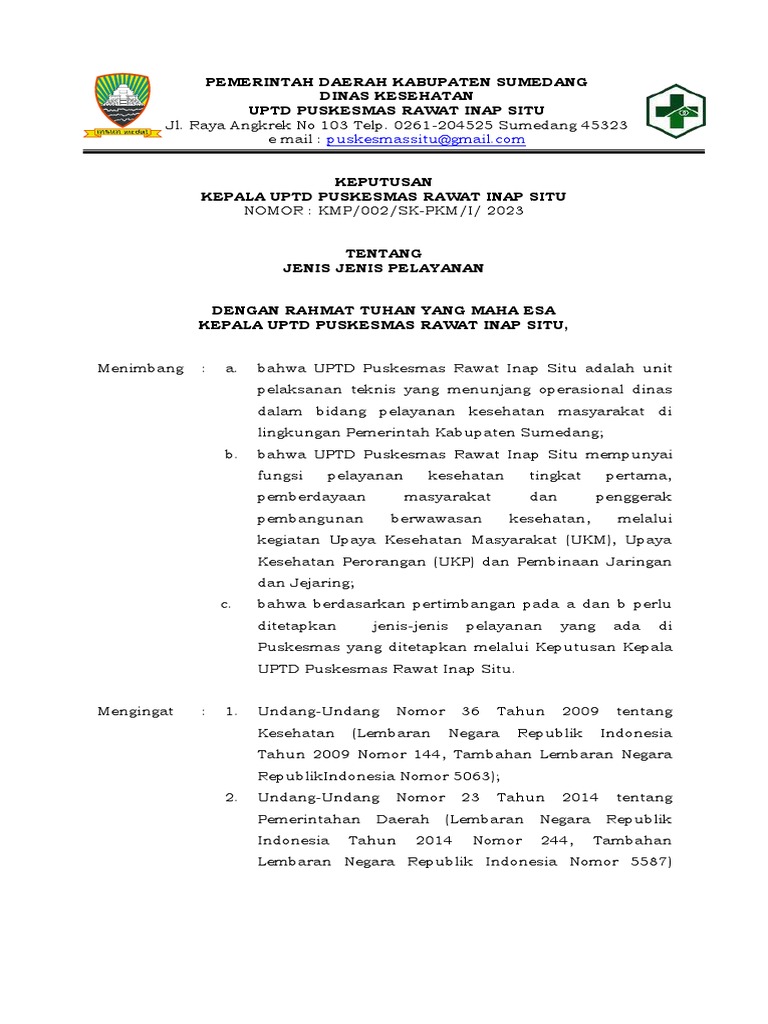 1.1.1.2 SK Jenis2 Pelayananth 2023 | PDF