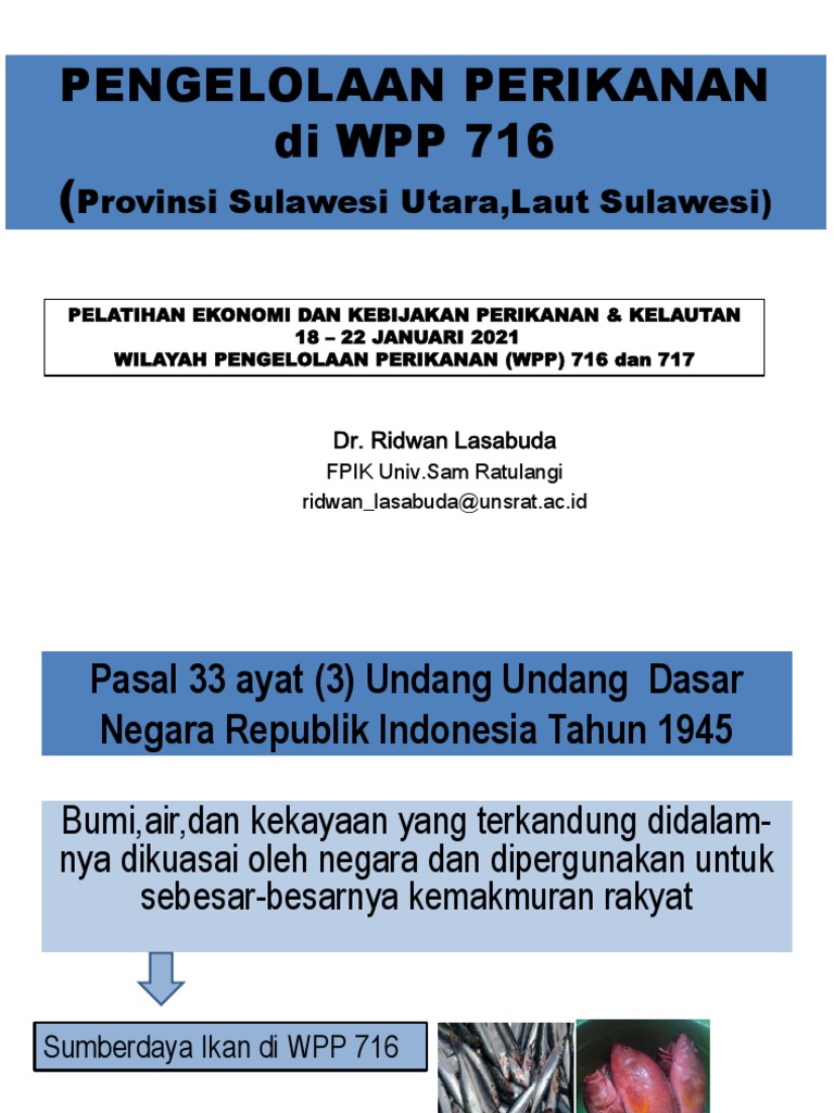 Pengelolaan Perikanan Di WPP 716 - Ridwan S - Update | PDF