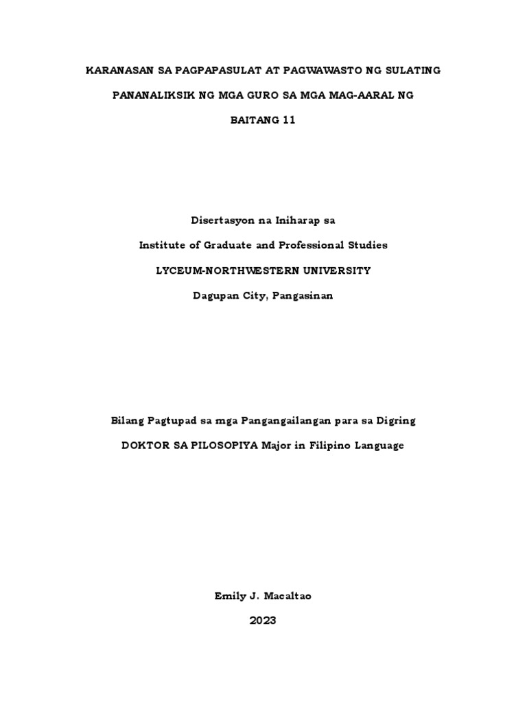 Karanasan Sa Pagpapasulat at Pagwawasto NG Sulating Pananaliksik NG Mga Guro Sa Mga Mag | PDF